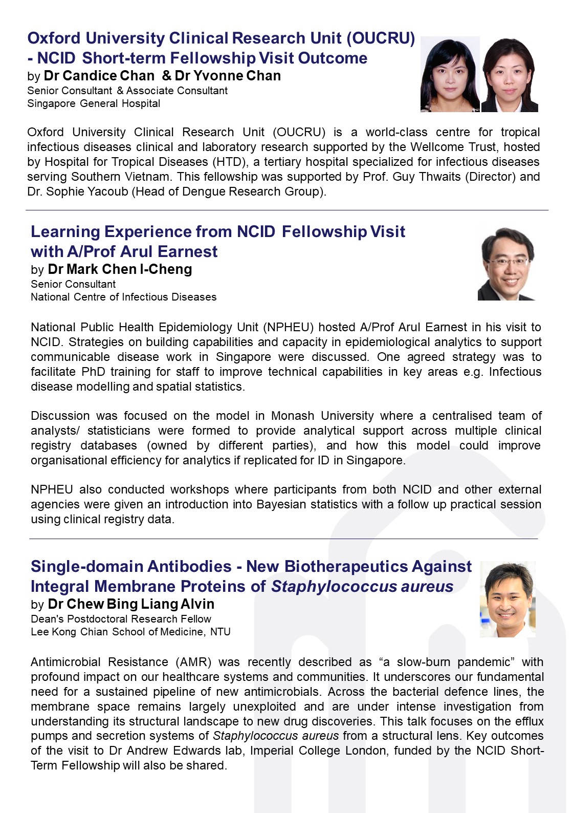 NCID Monthly Research Meeting - National Centre for Infectious Diseases