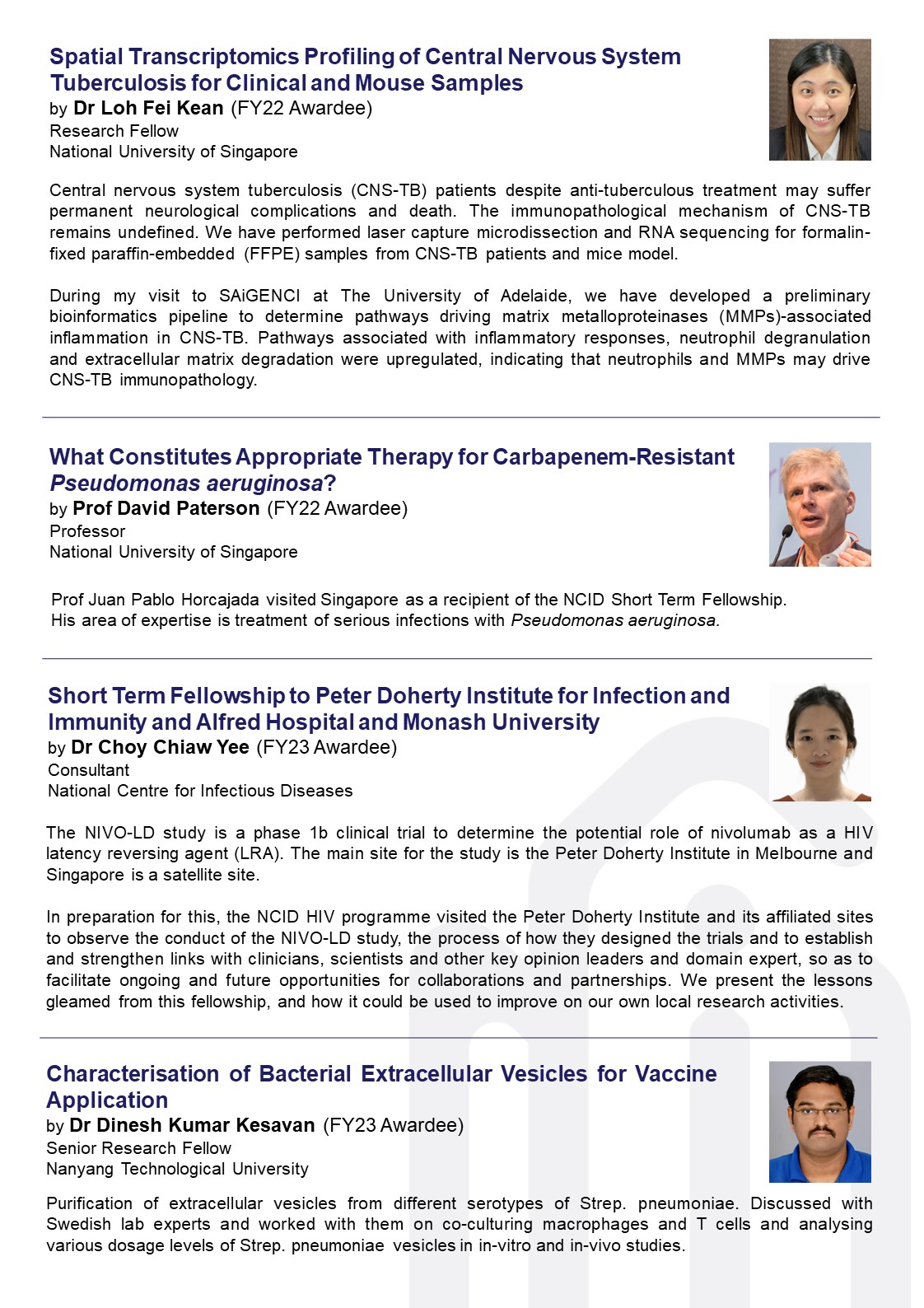 NCID Monthly Research Meeting - National Centre for Infectious Diseases