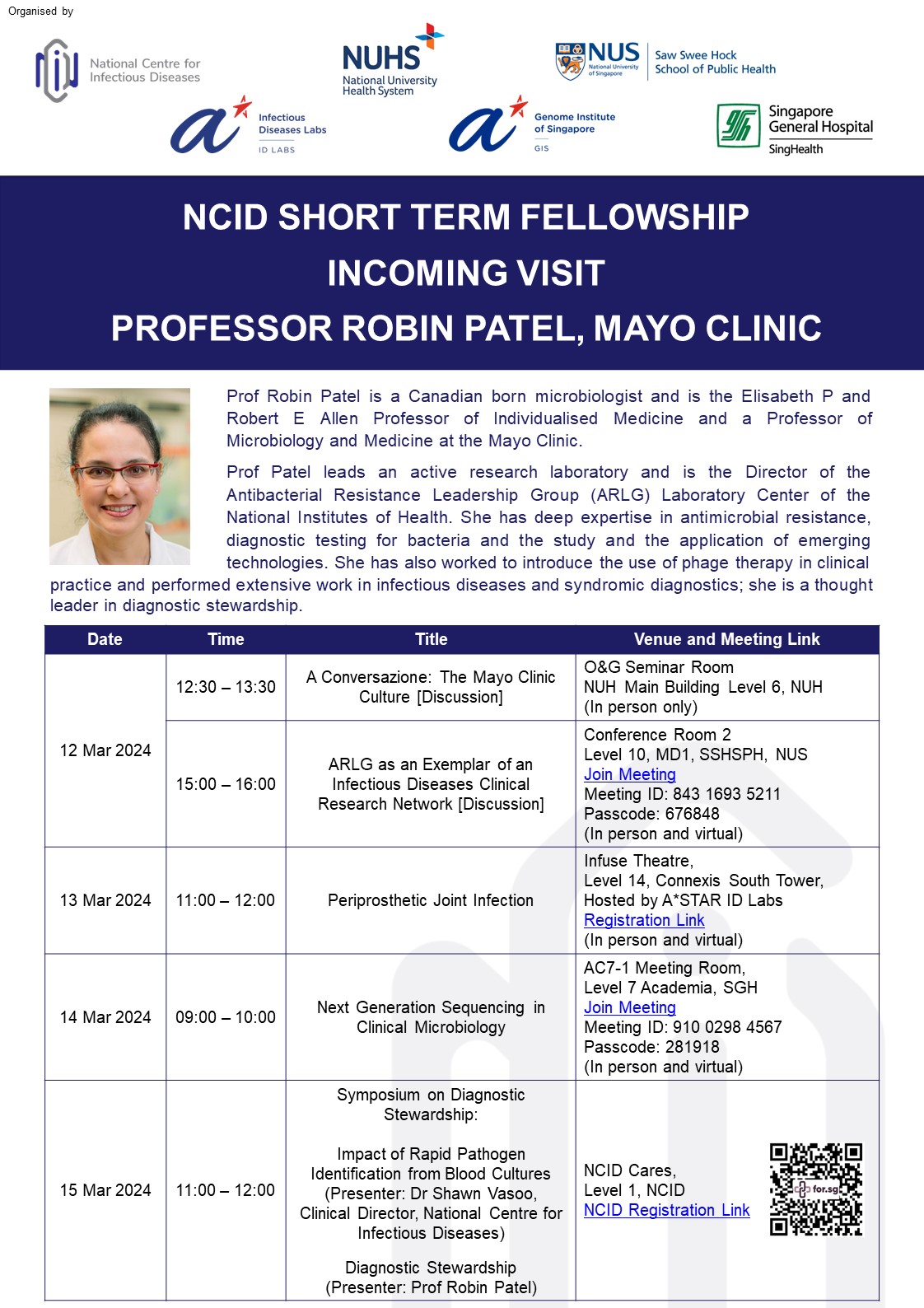 NCID Short Term Fellowship: Incoming Visit From Professor Robin Patel ...